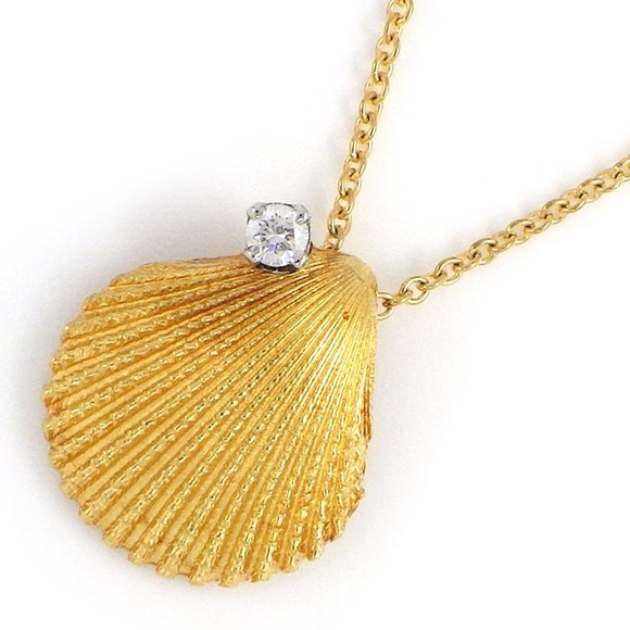 Tiffany & Co. | Bags | Tiffany Shell Seashell Motif Diamond Necklace ...